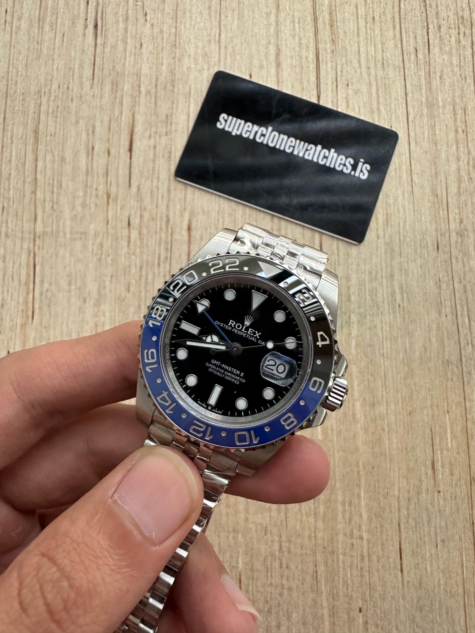 Super Clone Rolex Batman GMT Master 2 Jubilee 3285 Movement