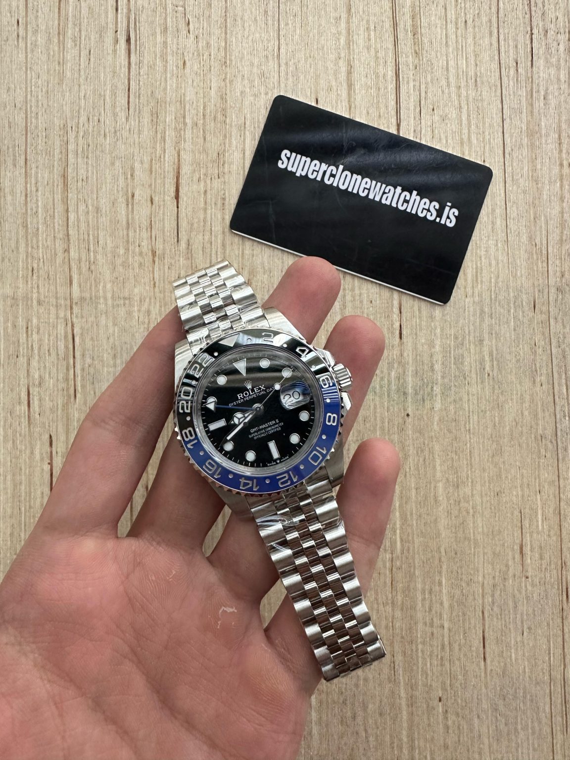 Super Clone Rolex Batman GMT Master 2 Jubilee 3285 Movement