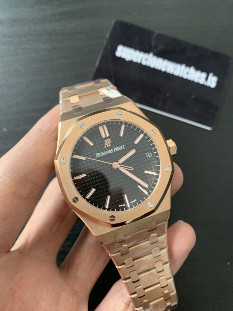 AP Royal Oak Rose Gold Black Dial Super Clone Ref15500