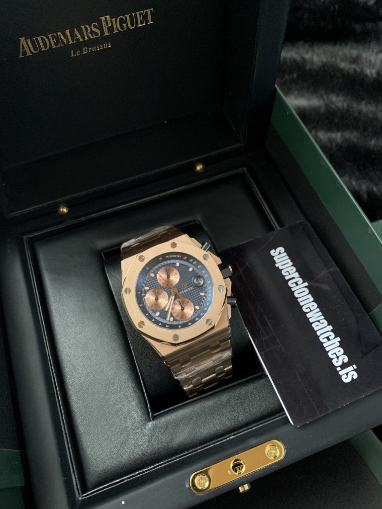 Replica AP Royal Oak Offshore Beast Rose Gold Blue Dial 26238