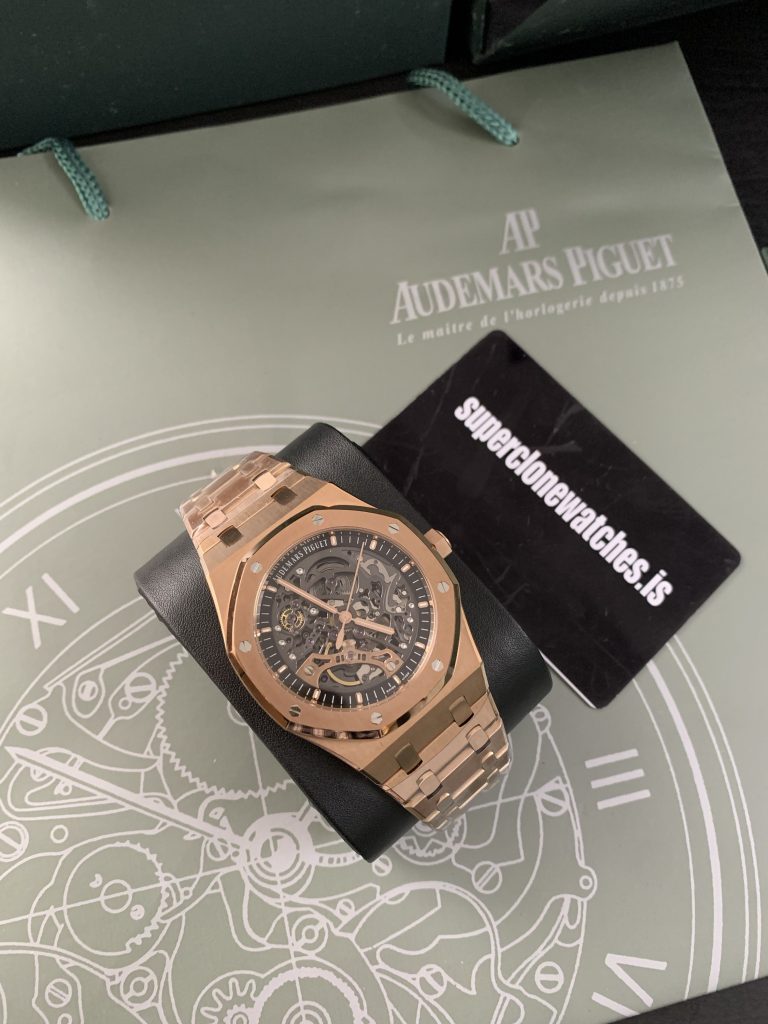 Best Rose Gold AP Skeleton Replica Ref15407 Open-Work