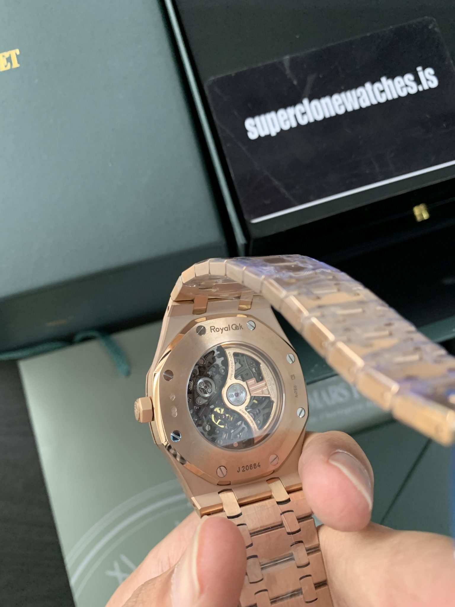 Best Rose Gold AP Skeleton Replica Ref15407 Open-Work