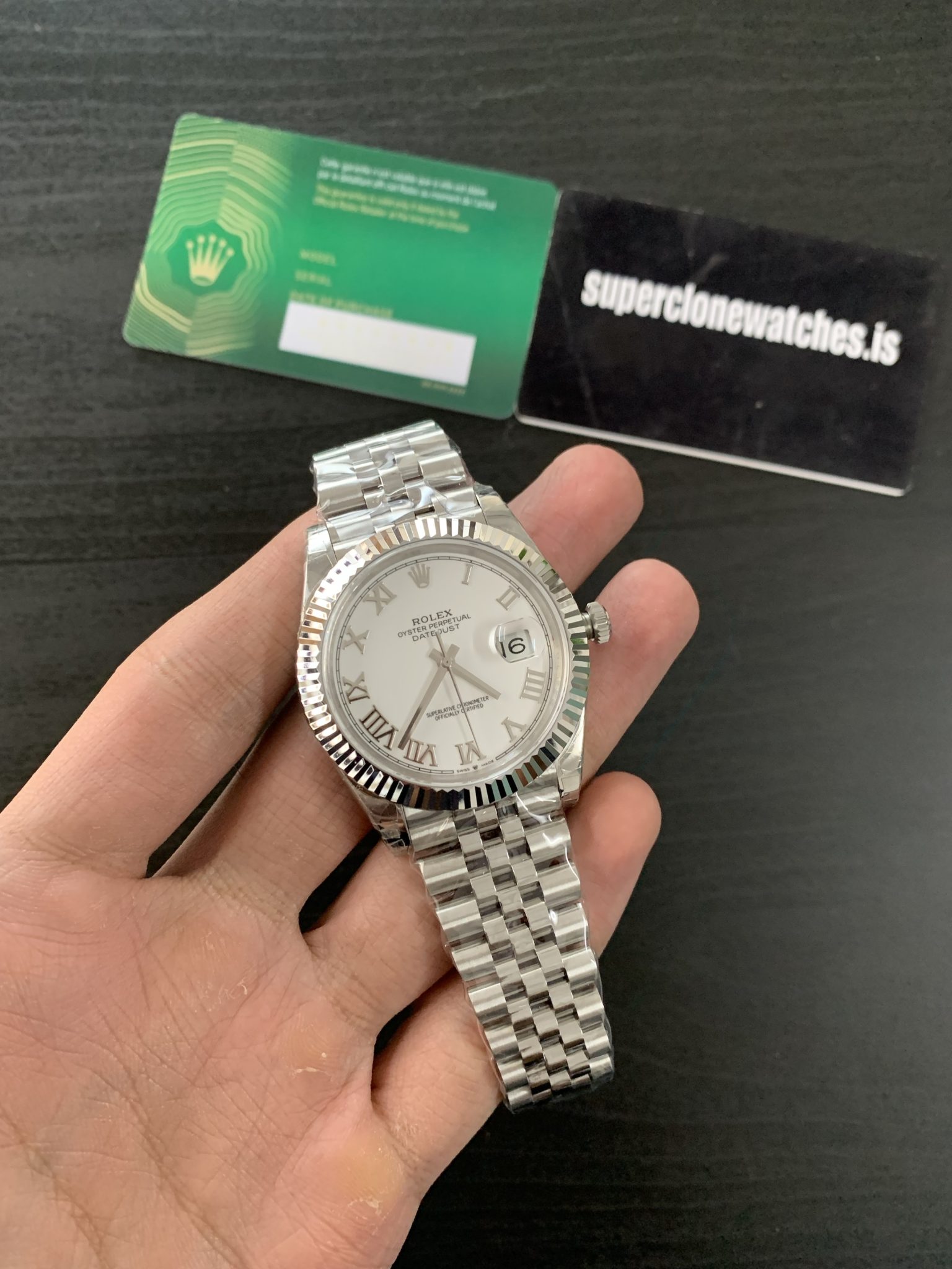 Exact Fake Rolex Datejust 41 White Dial Roman Hour Markers
